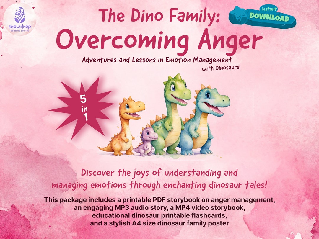 Dino Family Anger Kit Printable Story Book, Audio Book & Video Book ...
