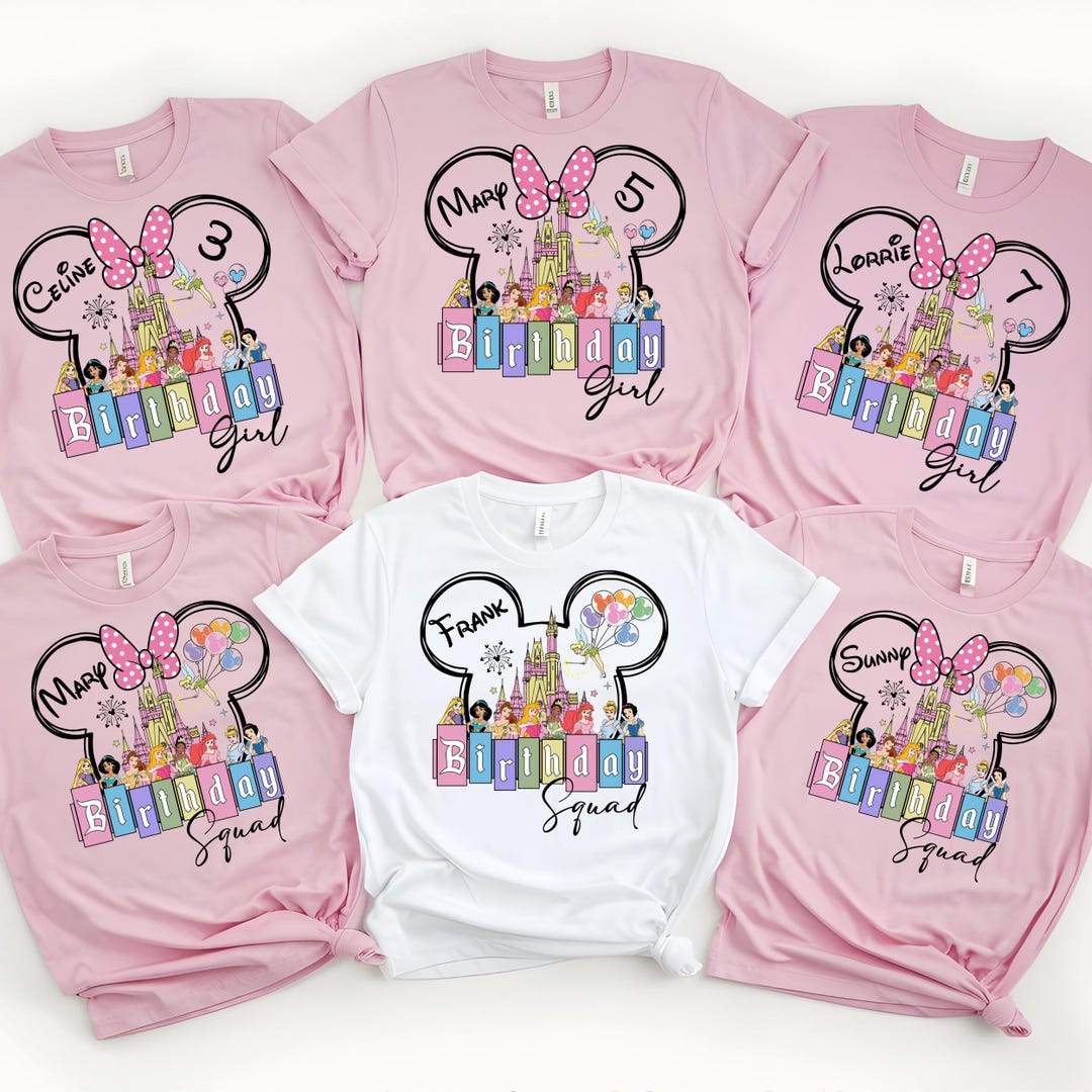 Custom Disney Princesses Birthday Shirts, Disney Girl's Birthday Shirt, Disney Vacation Family ...