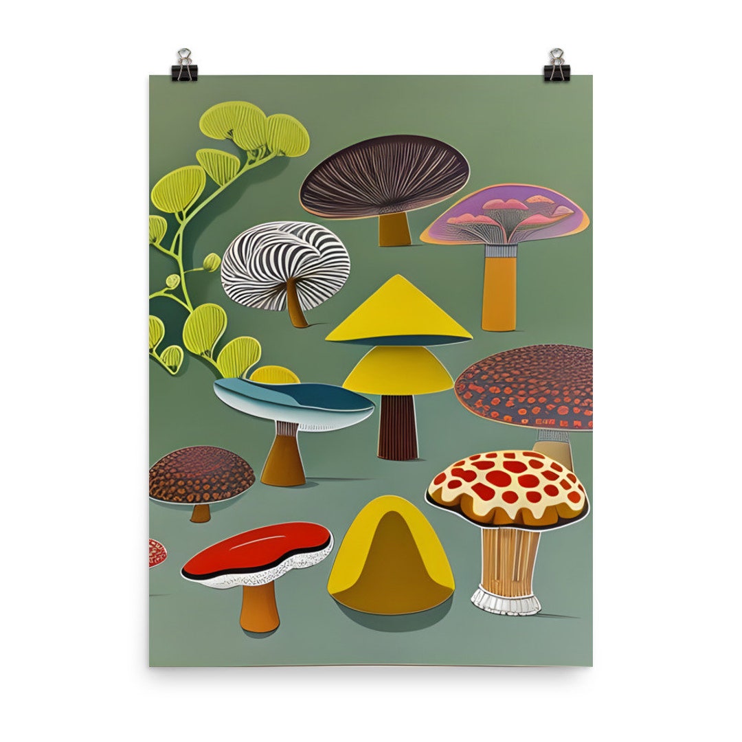 Mid Century Modern Fungus Print - Vintage Style Mushroom Wall Art - Etsy