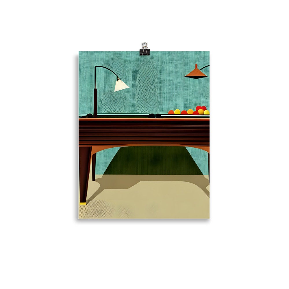 Mid Century Modern Inspired Pool, Billiard, Snooker Table Artwork ...