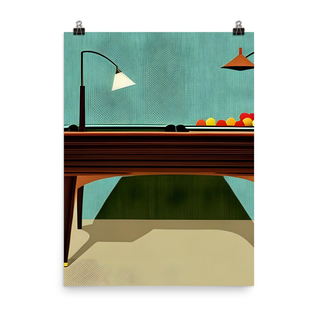 Mid Century Modern Inspired Pool, Billiard, Snooker Table Artwork ...