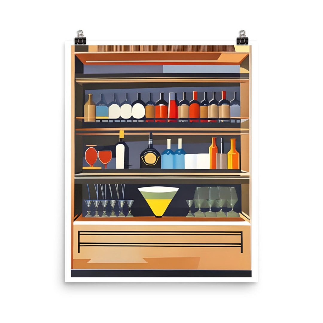 Mid Century Modern Cocktail Bar Artwork - Vintage Style Abstract 3:4 ...