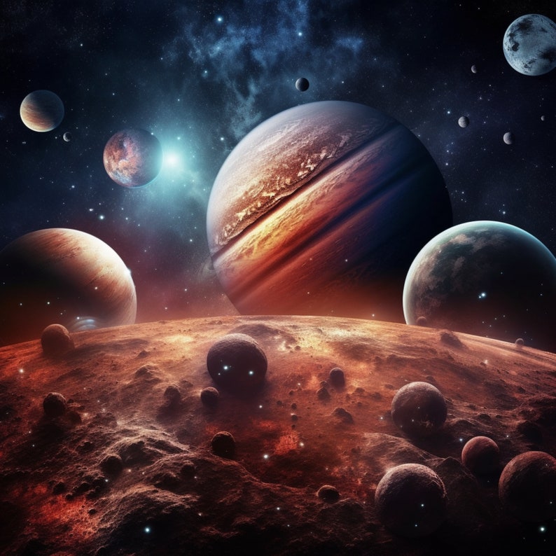 Set of 5 Planet Image, Planet/space Digital Art, Downloadable, Digital ...