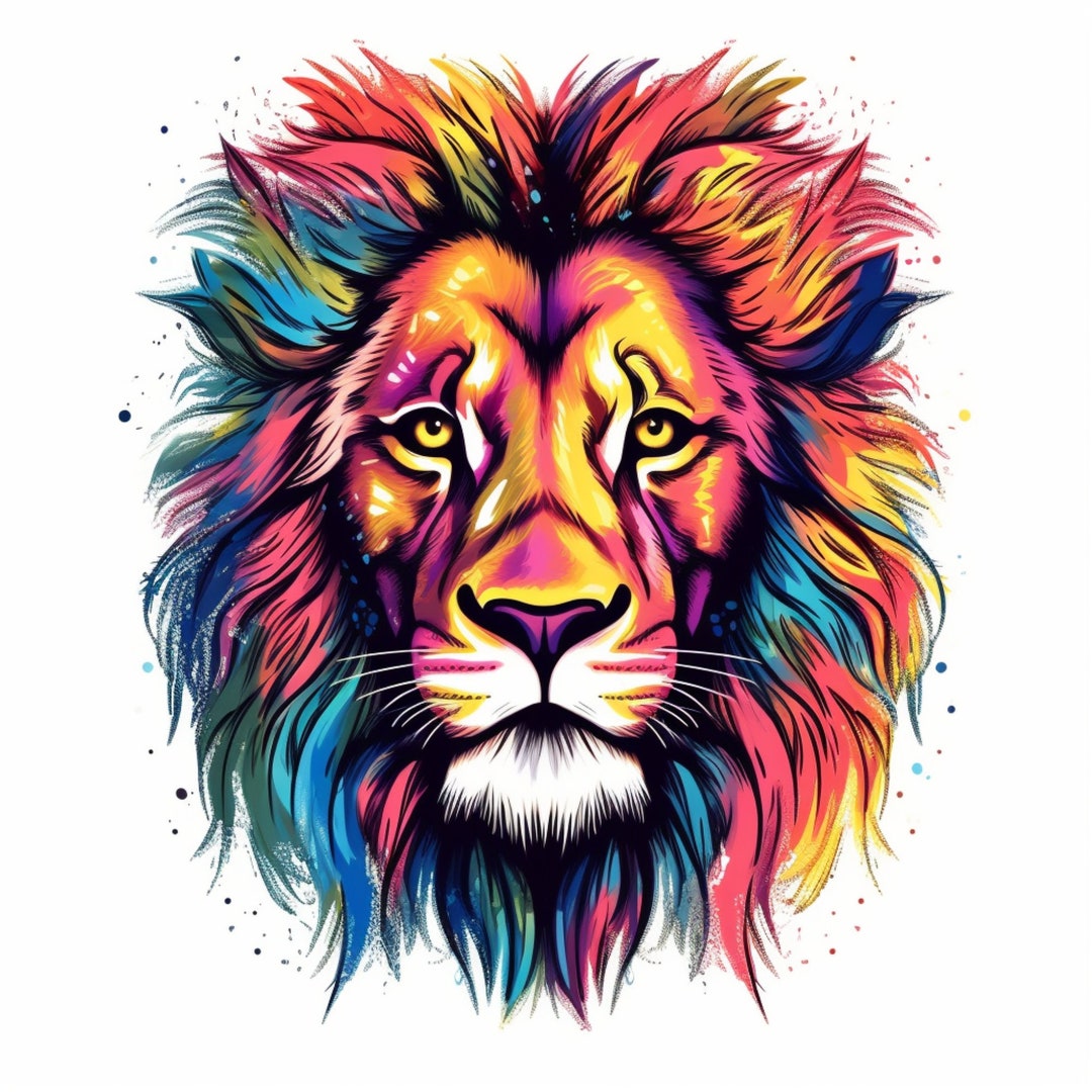Lion PNG | Colorful Lion Sublimation | Lion Portrait | Lion ...