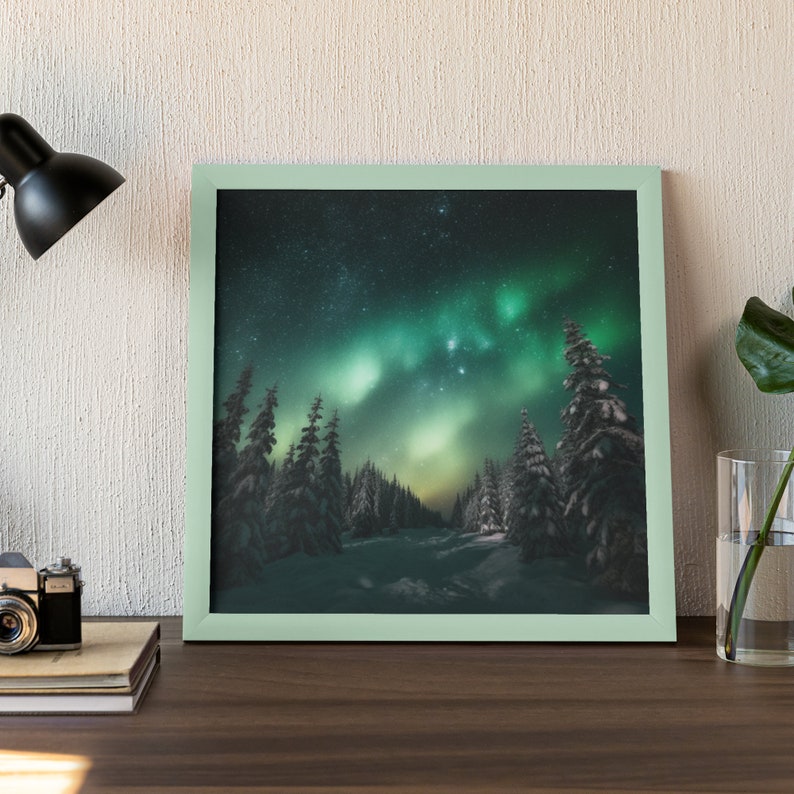 Set of 5 Northern Lights Landscape, Northern Lights/nature Digital Art ...