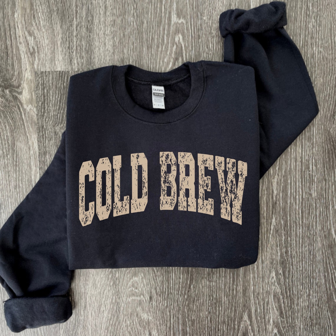 Distressed Cold Brew Sweatshirt, Coffee Lover Gift, Iced Coffee Sweater ...