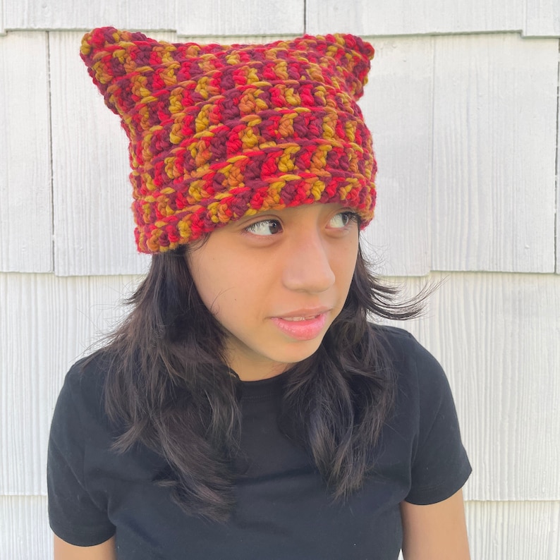 Crochet Cat Ear Beanie Pattern, Cat Beanie Tutorial, Crochet Cat Hat ...