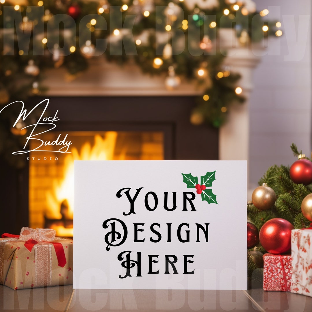Christmas Card Mockup, Winter / Holidays Greeting Card Mock Up, Xmas ...
