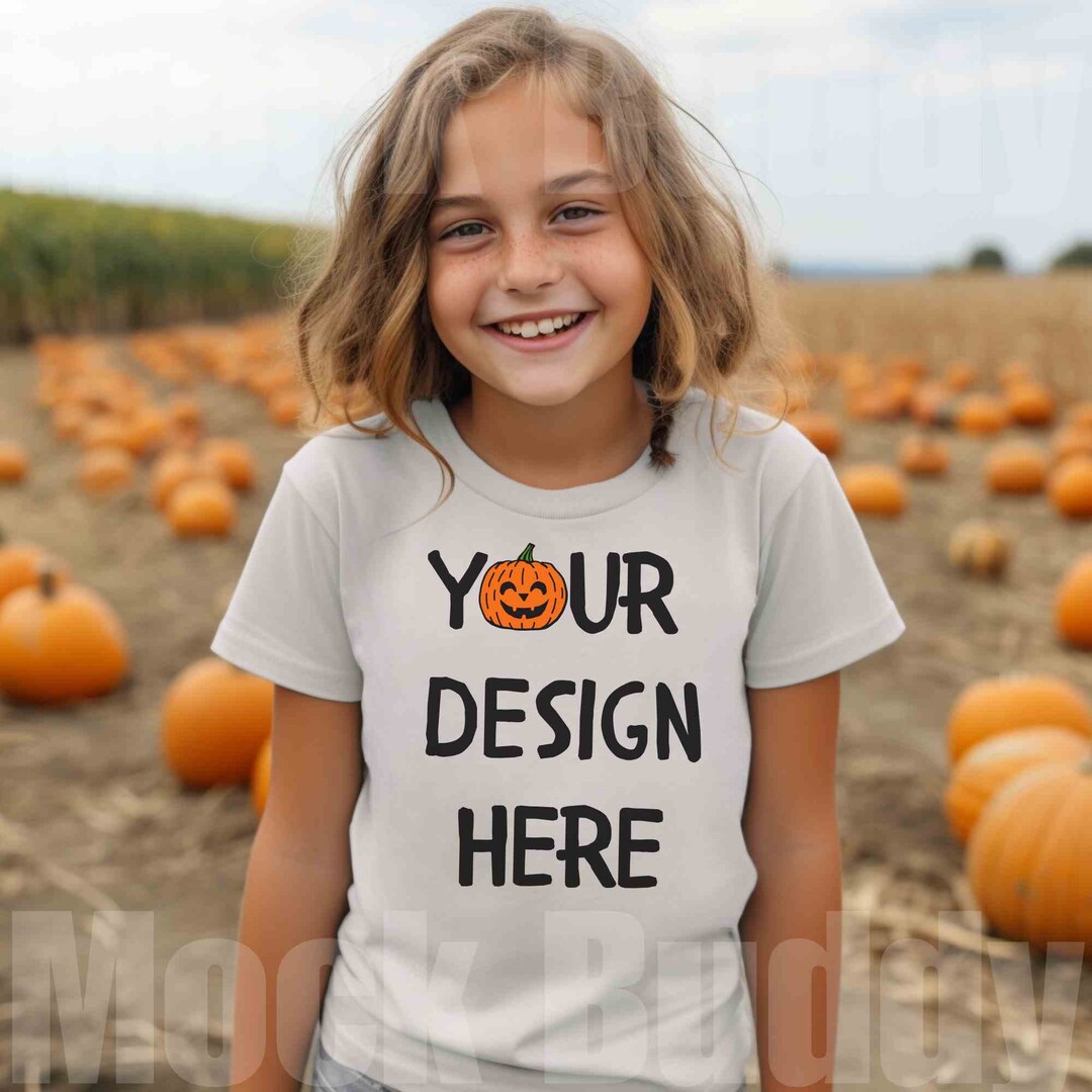 Ash Gildan 5000B Mockup Tshirt, Pumpkin Patch Kids T-shirt Mock Up ...