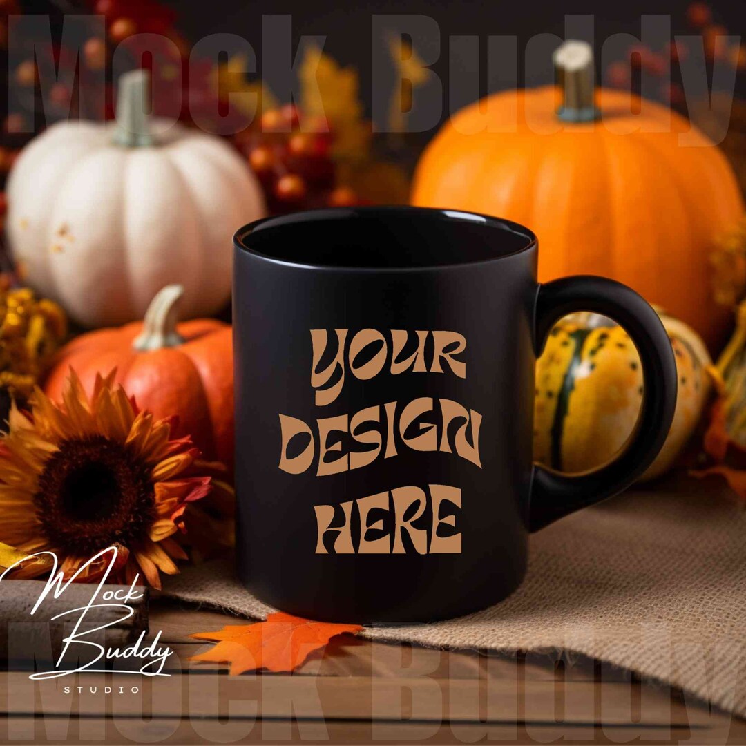 Black Mug Mockup, Fall / Autumn / Halloween Coffee Cup Mock Up, Coffee ...
