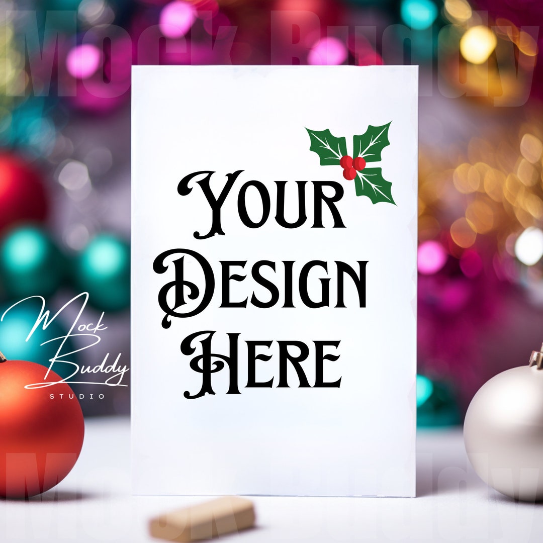Christmas Card Mockup, Winter / Holidays Greeting Card Mock Up, Xmas ...