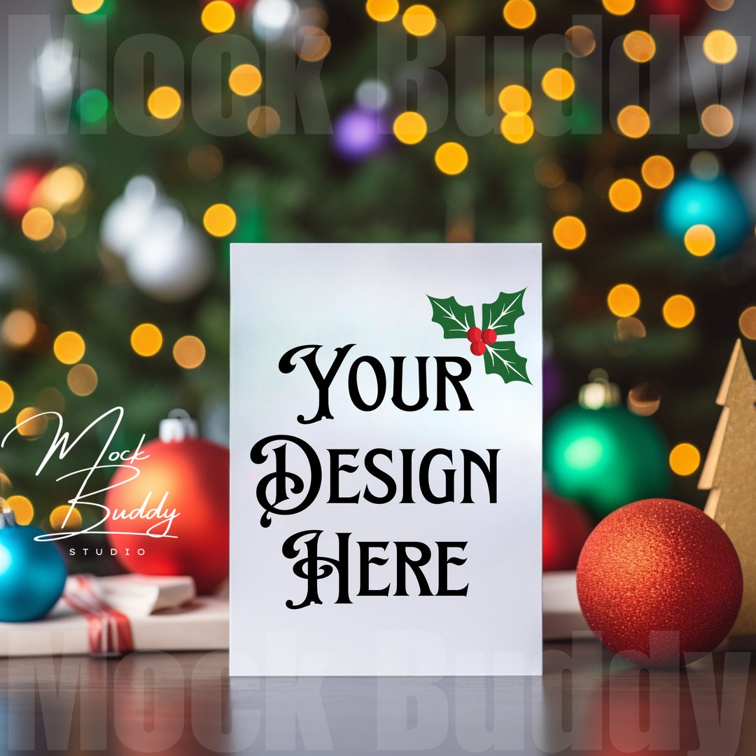 Christmas Card Mockup, Winter / Holidays Greeting Card Mock Up, Xmas ...