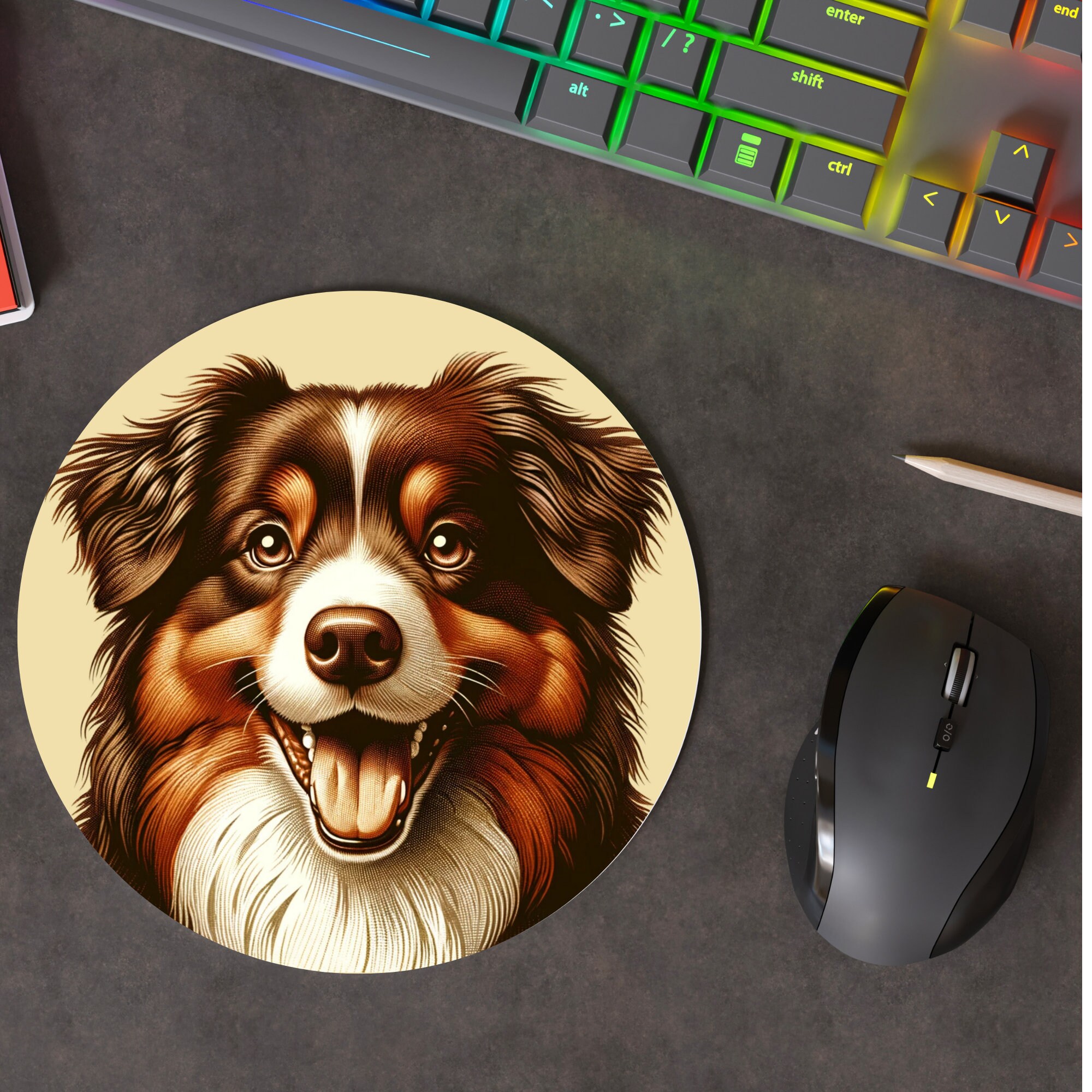 Red-tri Australian Shepherd Mouse Pad, Australian Shepherd Mom, Aussie ...
