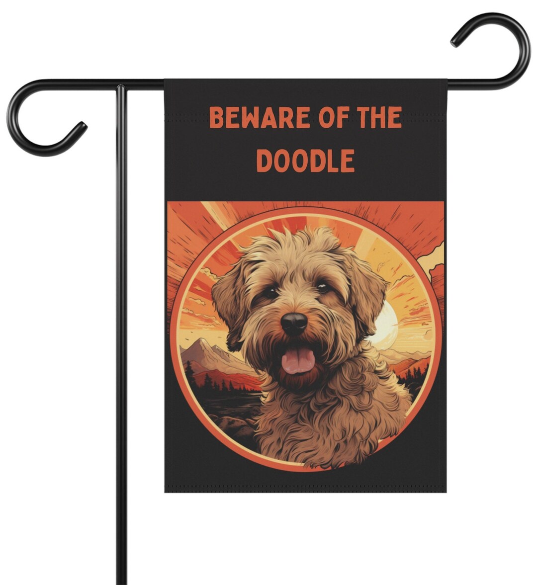 Beware of the Doodle Garden Flag, Cute Dog Warning Sign Decor ...