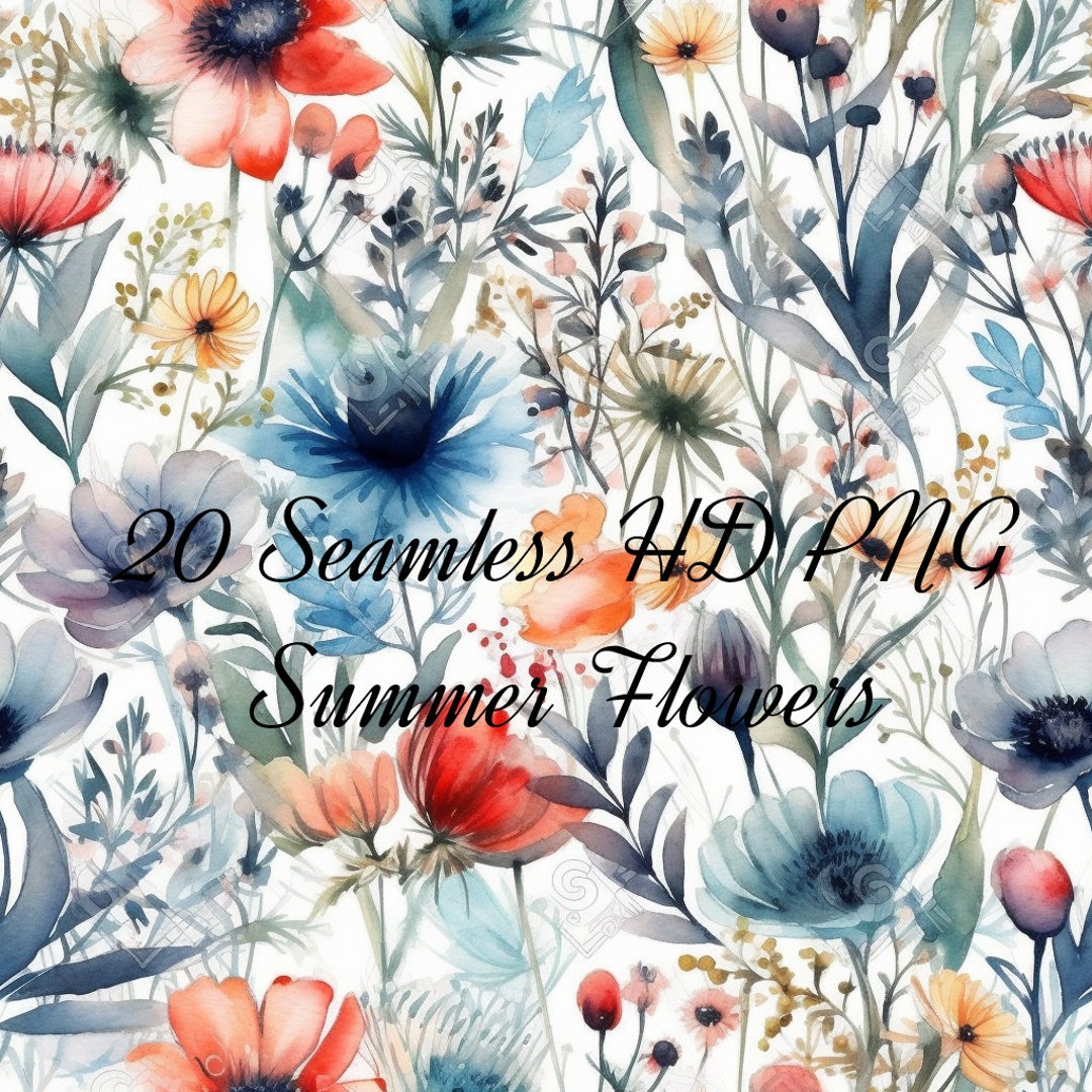 20 Seamless HD Watercolor Summer Flowers - Etsy