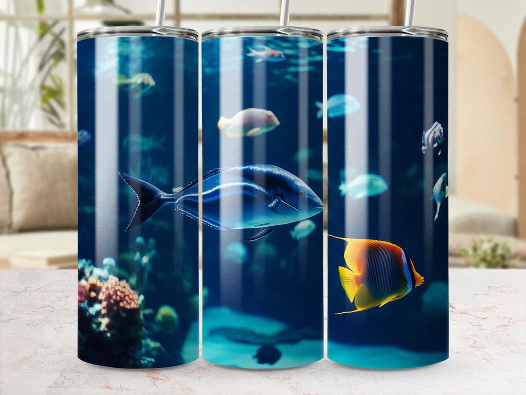 Underwater Aquarium Digital Tumbler Wrap PNG, High Quality Ocean Fish ...