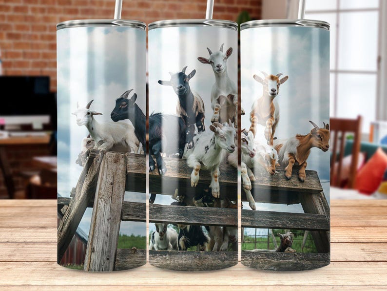 Pygmy Goat Digital Tumbler Wrap, Farm Animals PNG, Cute Goat Tumbler ...