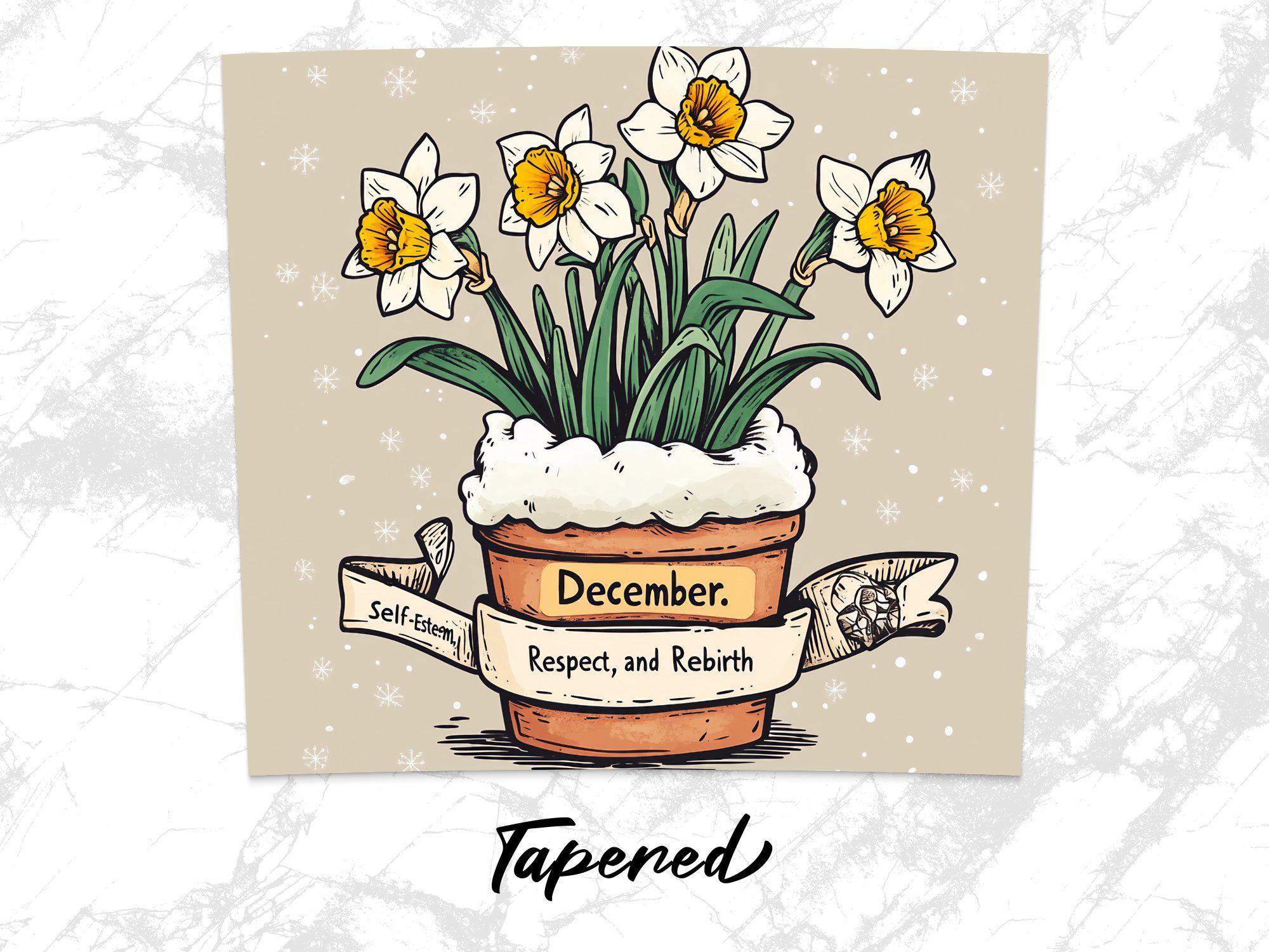 December Birthday Month Flowers PNG SVG Tumbler Wrap, Digital Tumbler ...