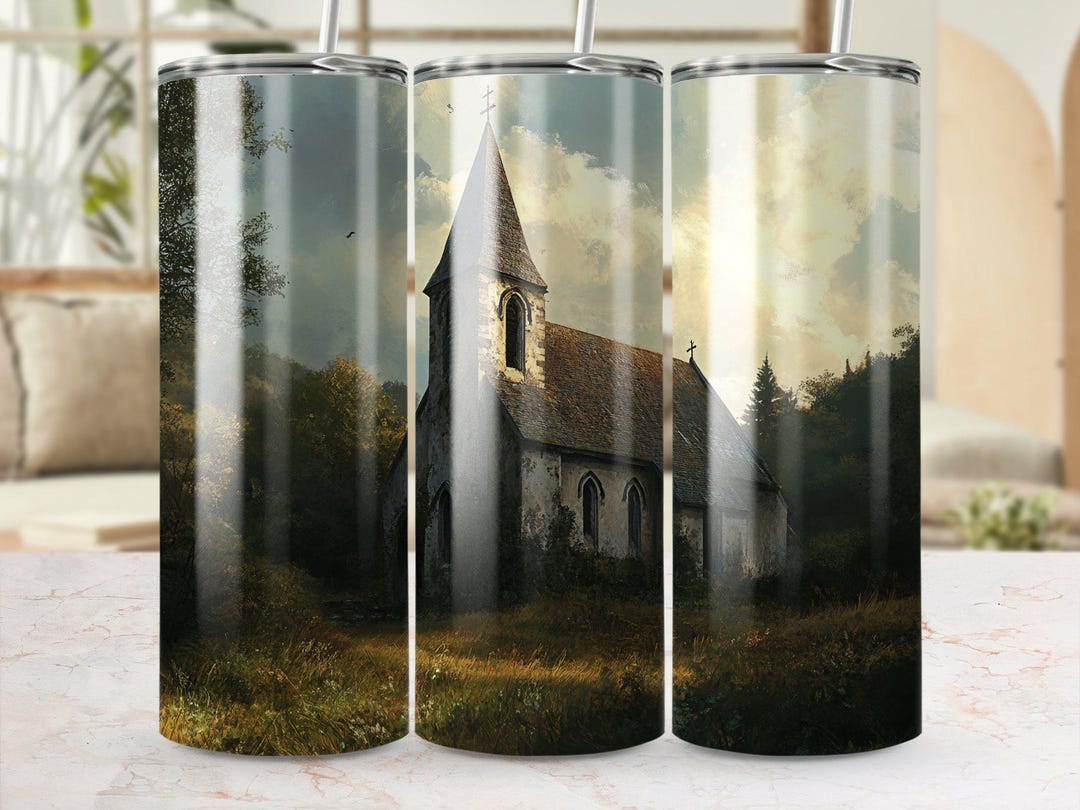 Beautiful Country Church Digital Tumbler Wrap High-quality PNG Vintage ...