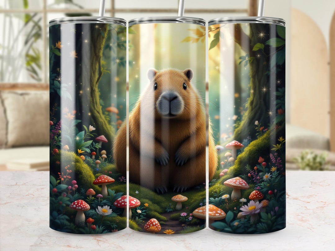Adorable Capybara Tumbler Wrap PNG, Cute Capybara Forest Scene ...