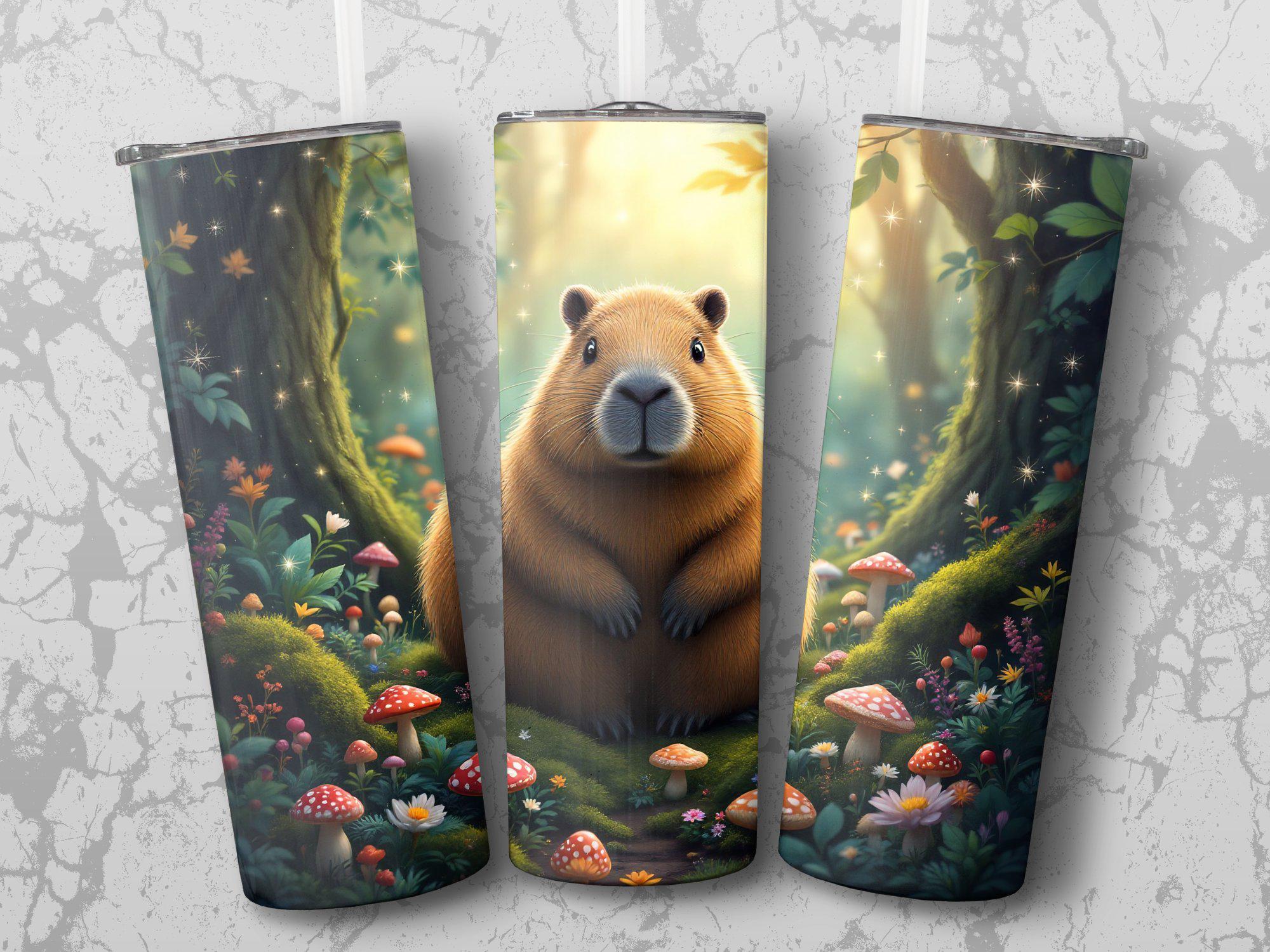 Adorable Capybara Tumbler Wrap PNG, Cute Capybara Forest Scene ...