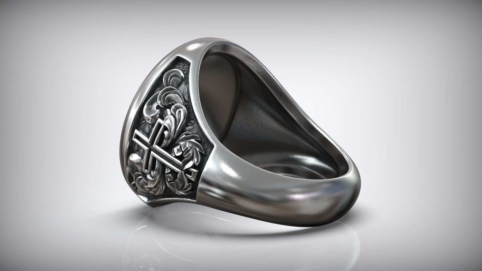 Jesus Christ Catholic Cross Crucifixion Signet Ring 925 - Etsy