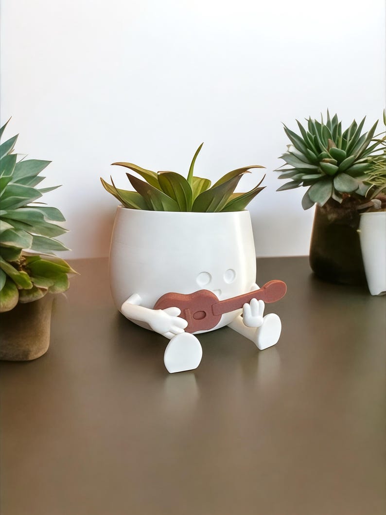 Happy Face Guitar Planter | Home Decor | Plant Holder | Small Indoor ...