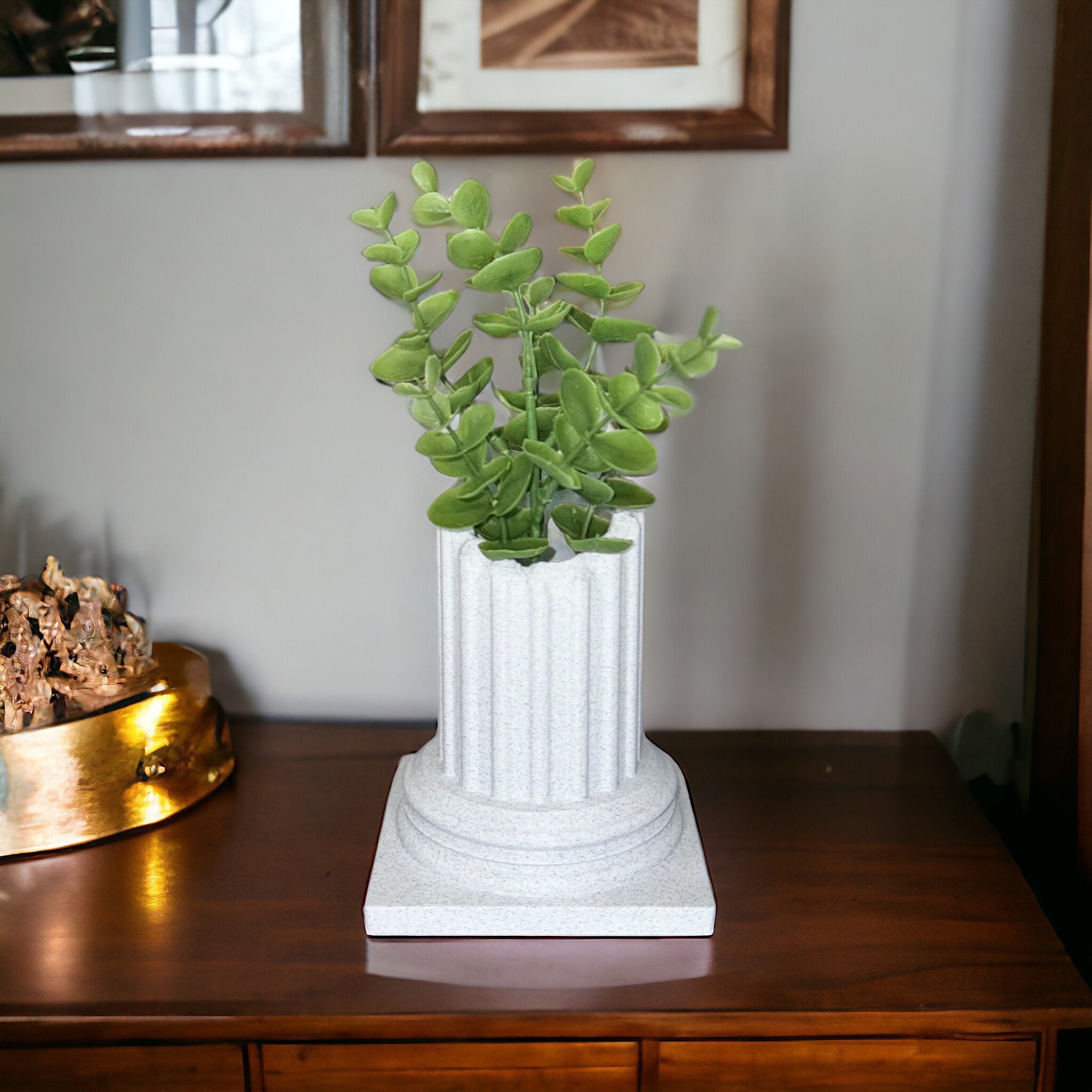 Rustic Stone Vase, Antique Plant Pot, Pillar Planter, Indoor Vase for ...