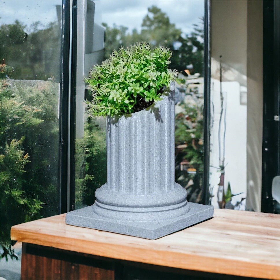 Rustic Stone Vase, Antique Plant Pot, Pillar Planter, Indoor Vase for ...