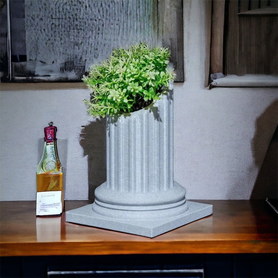 Rustic Stone Vase, Antique Plant Pot, Pillar Planter, Indoor Vase for ...