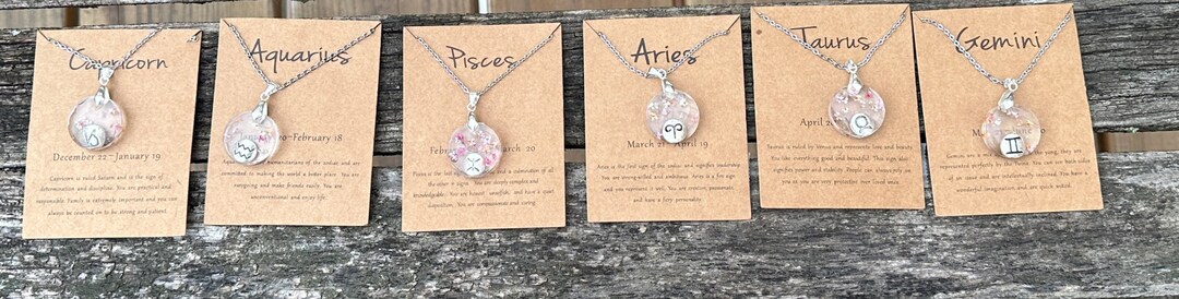 Zodiac Signs Pressed Flowers UV Resin Pendants - Etsy