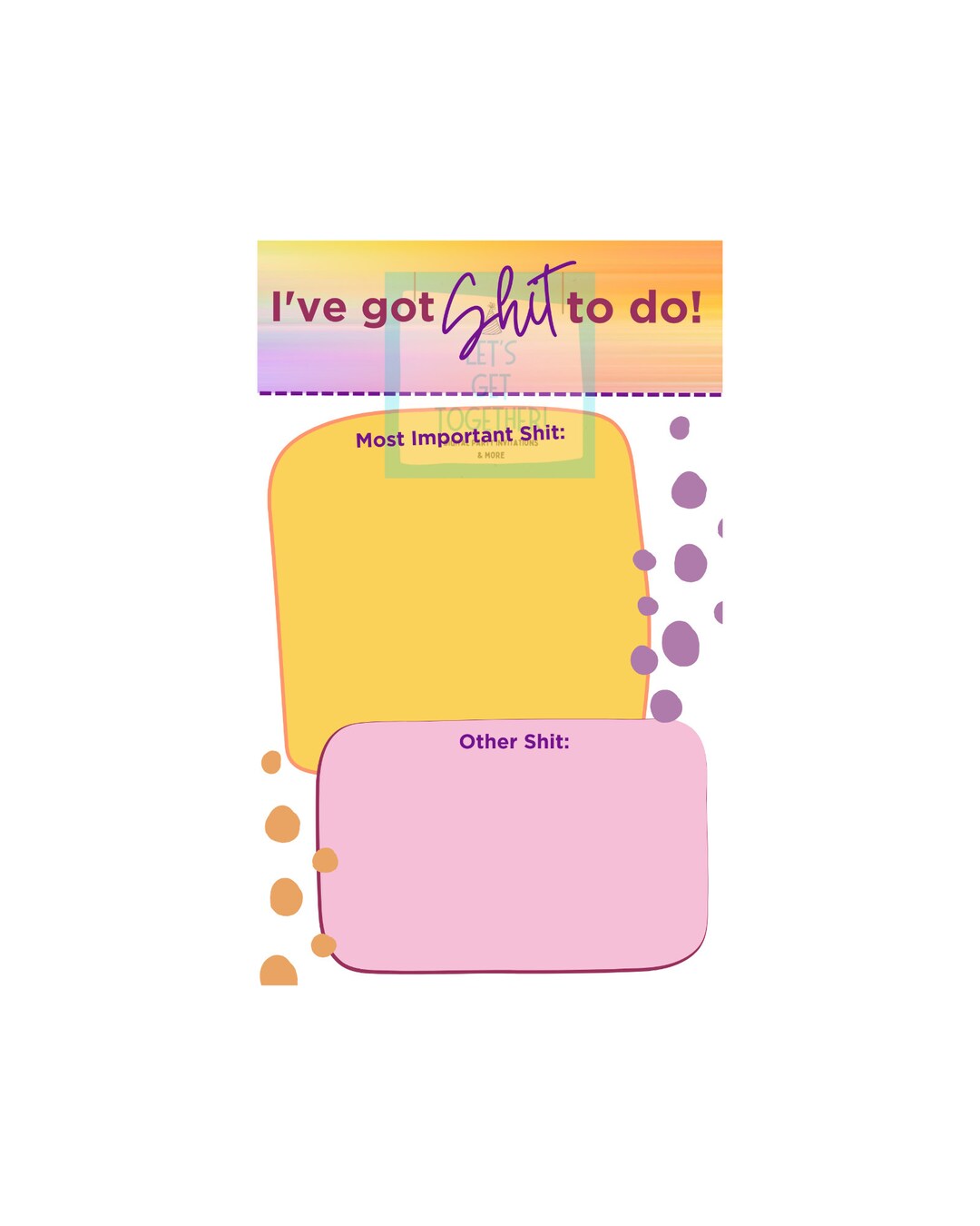 Printable to Do List, Note Pad, Funny Stationery, Adult Humor, I've Got ...