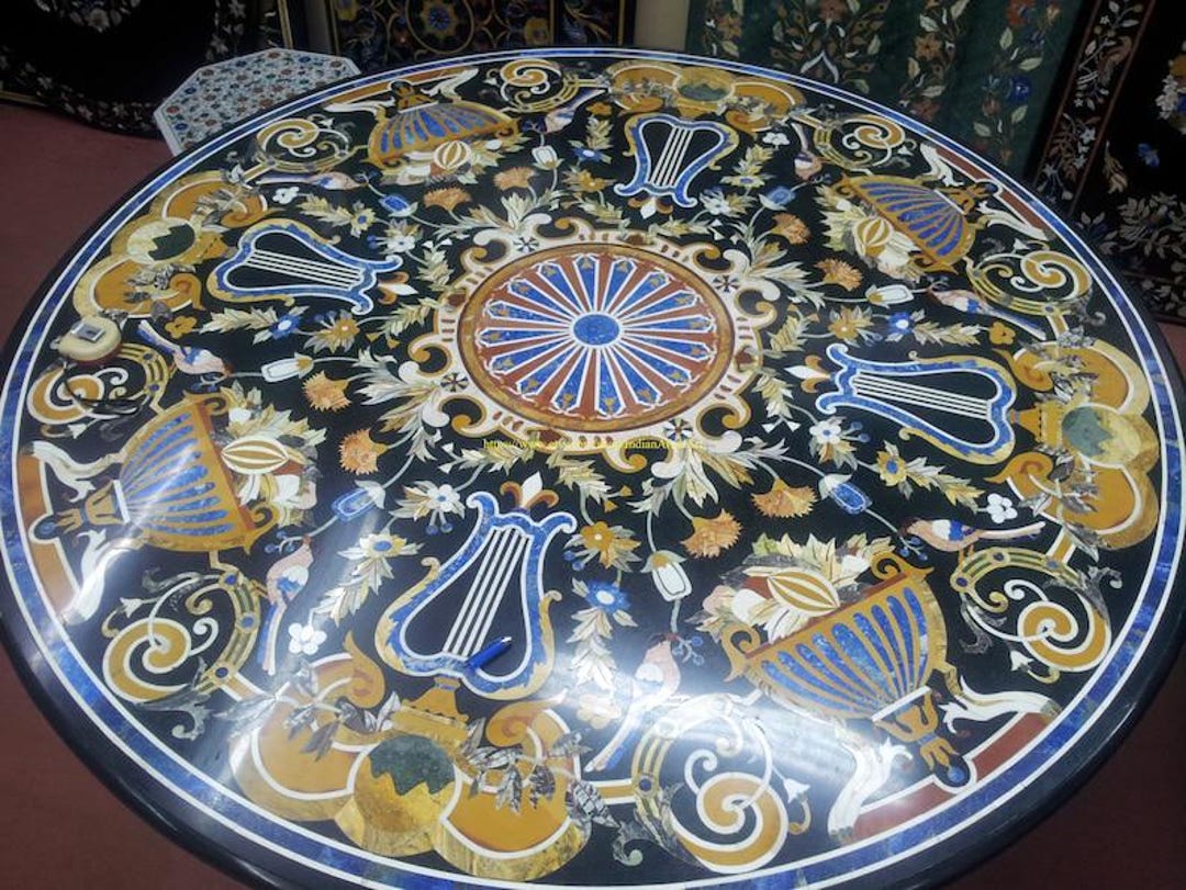 30x30 Inch Antique Design Inlay Work Dining Table Top for Hotel Decor ...