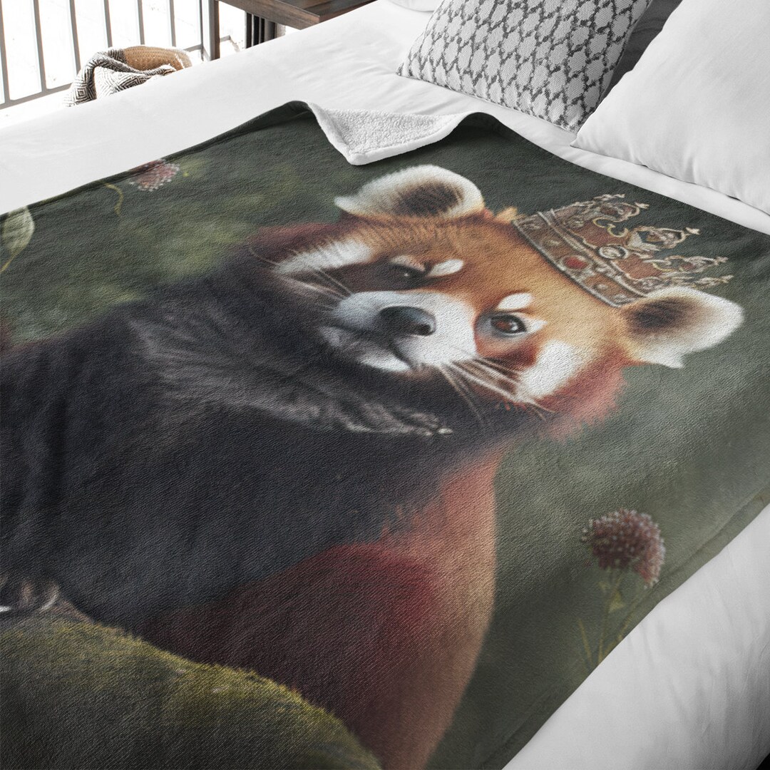 Crowned Red Panda Plush Blanket, Soft Throw in 3 Sizes | Matching ...