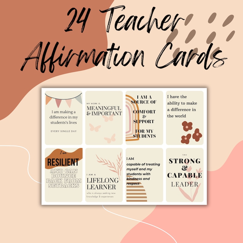 Teacher Affirmation Cards | Preschool Teacher Self Care Gifts | End of ...