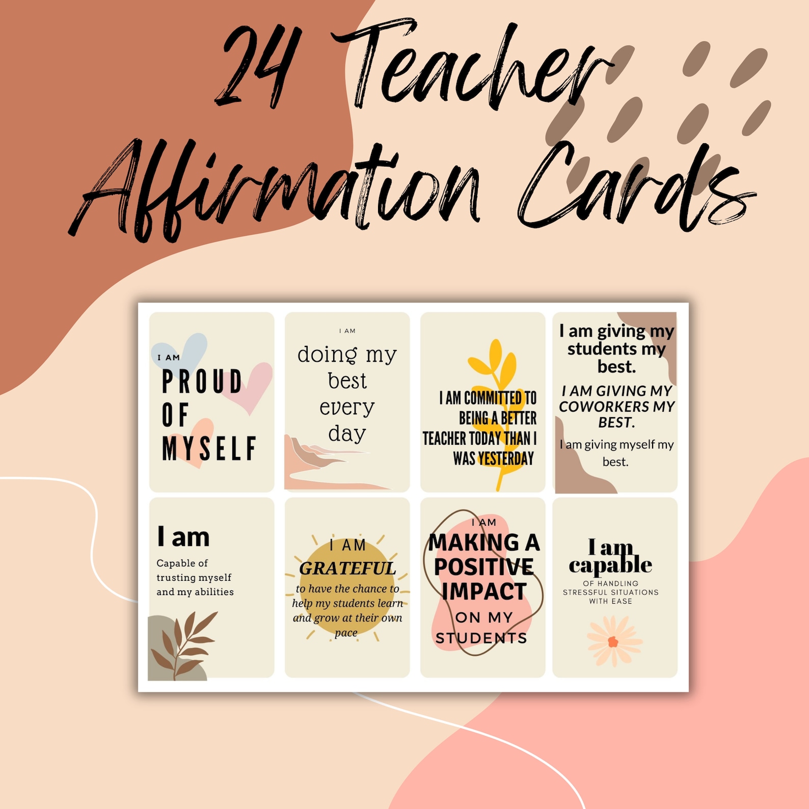 Teacher Affirmation Cards | Preschool Teacher Self Care Gifts | End of ...