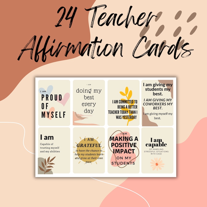 Teacher Affirmation Cards | Preschool Teacher Self Care Gifts | End of ...