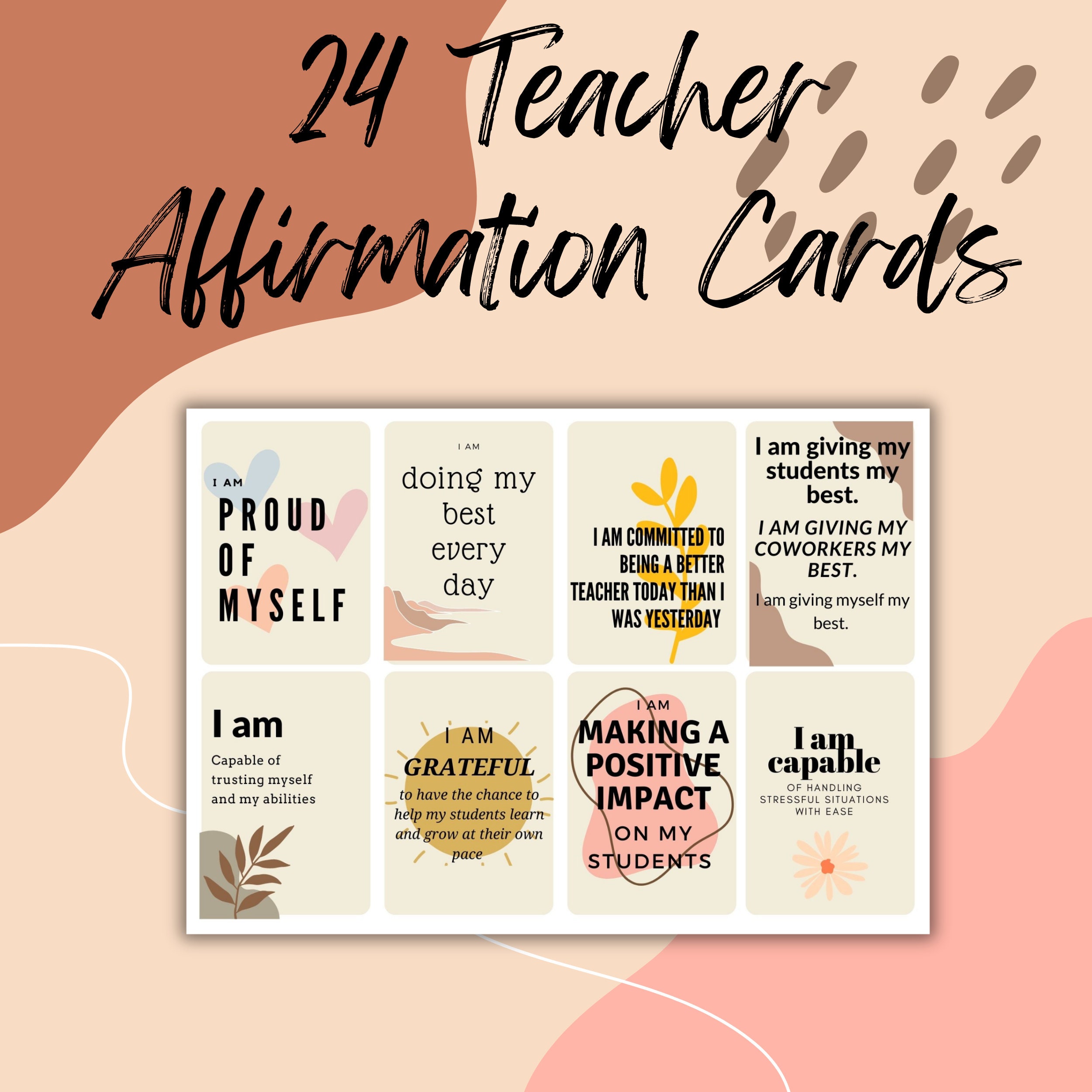 Teacher Affirmation Cards | Preschool Teacher Self Care Gifts | End of ...