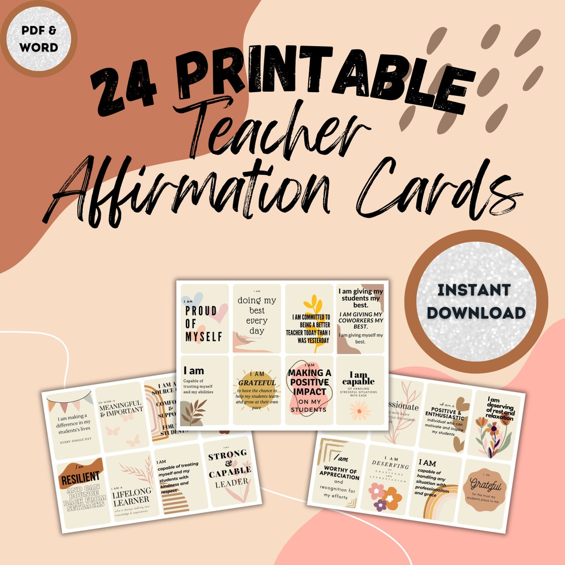 Teacher Affirmation Cards | Preschool Teacher Self Care Gifts | End of ...