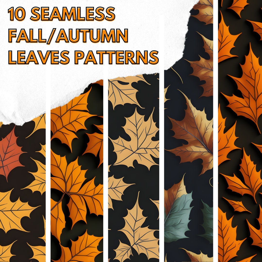 10 Watercolor Autumn/fall Leaves HQ Patterns Seamless Pattern Pack ...