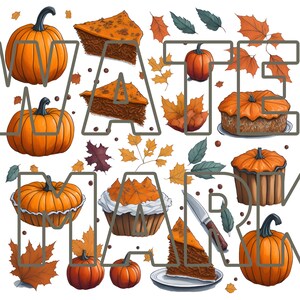 50+ Thanksgiving Clip Art - Pumpkins - Leaves - Food - Commercial Use ...