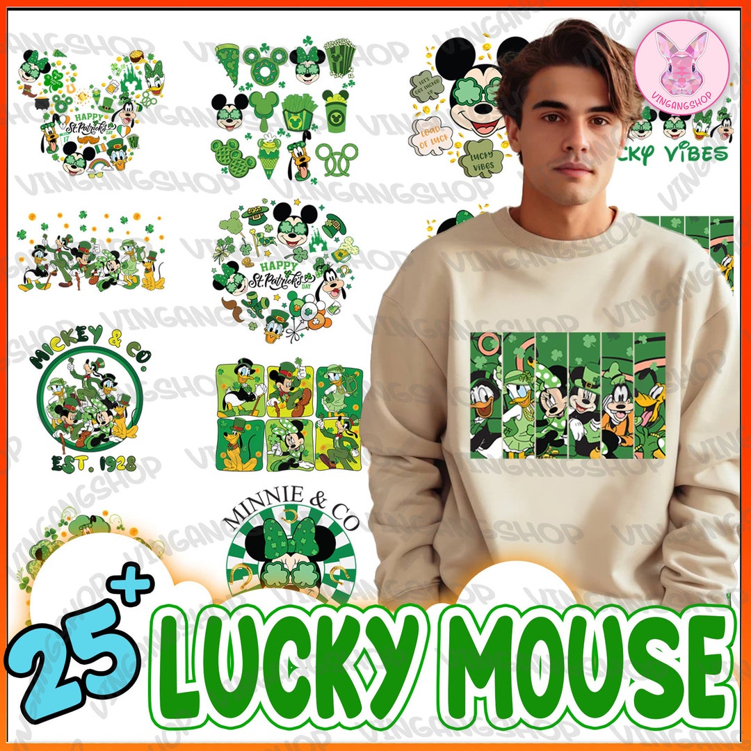 30 Retro St. Patrick's Mouse PNG Bundle, Mouse and Friends Saint ...