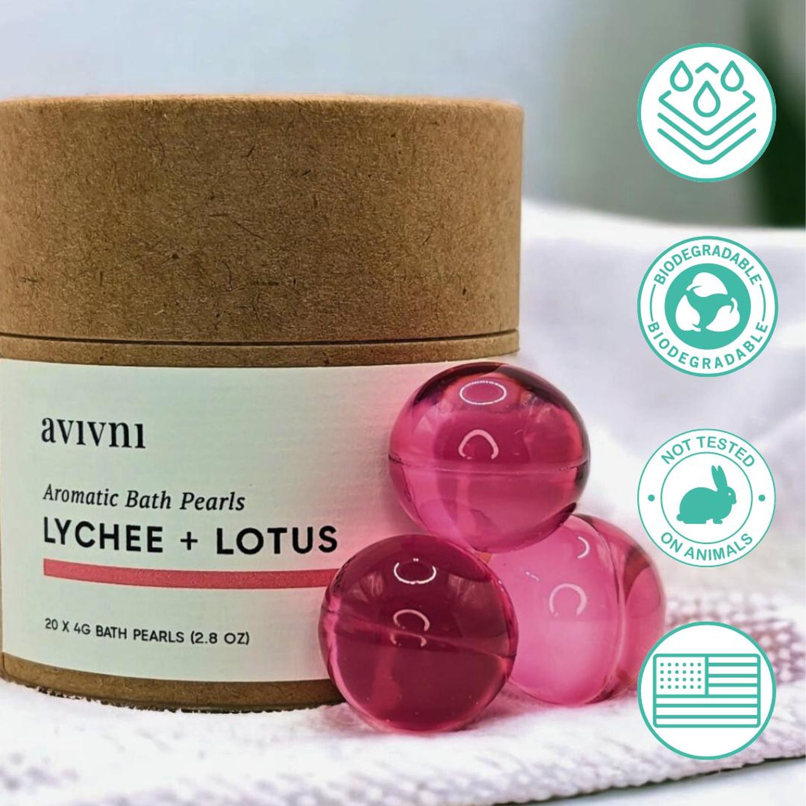 Bath Oil Beads Pearls - Lychee Lotus Scent, With Lychee Essential Oil ...
