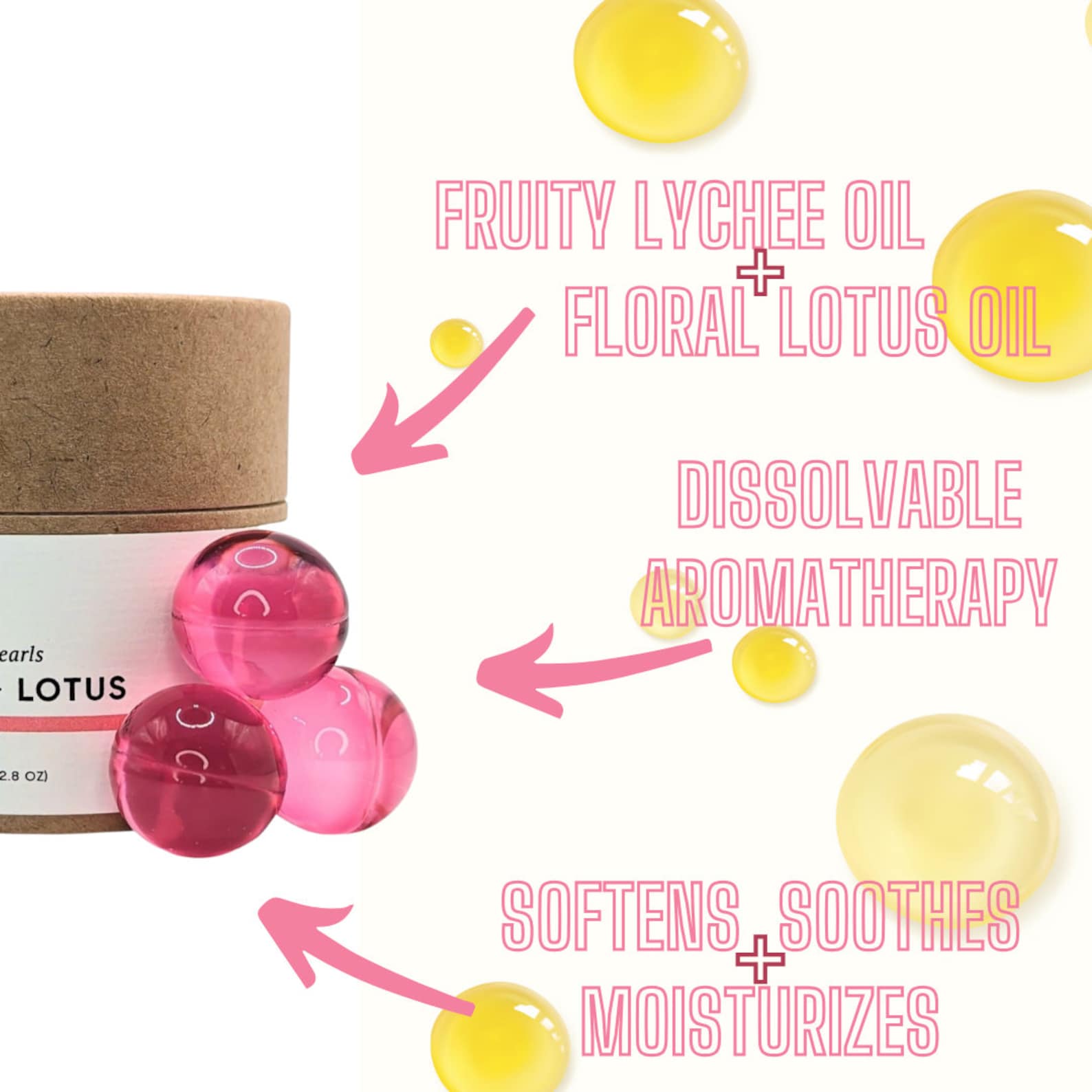Bath Oil Beads Pearls - Lychee Lotus Scent, With Lychee Essential Oil ...