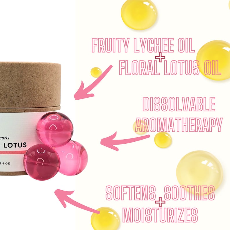 Bath Oil Beads Pearls - Lychee Lotus Scent, With Lychee Essential Oil ...