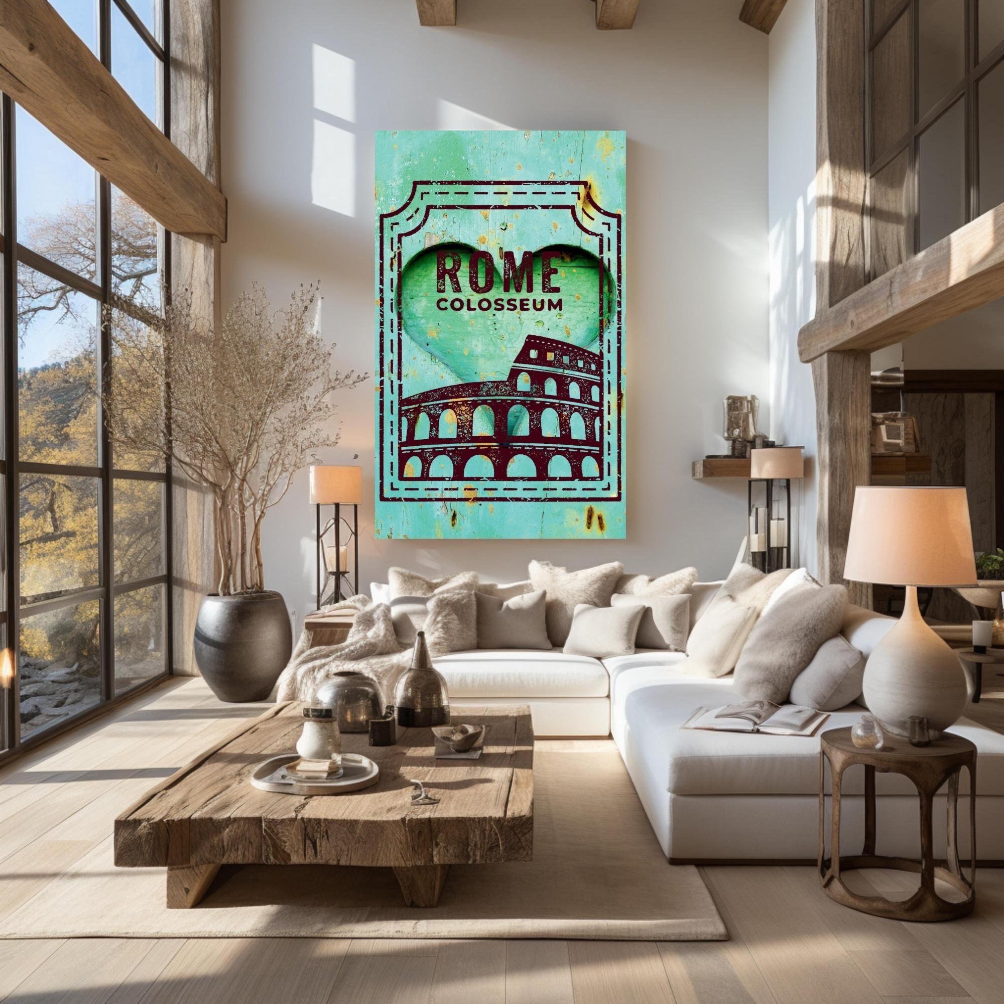 Colosseum, Rome Wall Art, Heart Shapes, Italy Wall Art, Turquoise Art ...