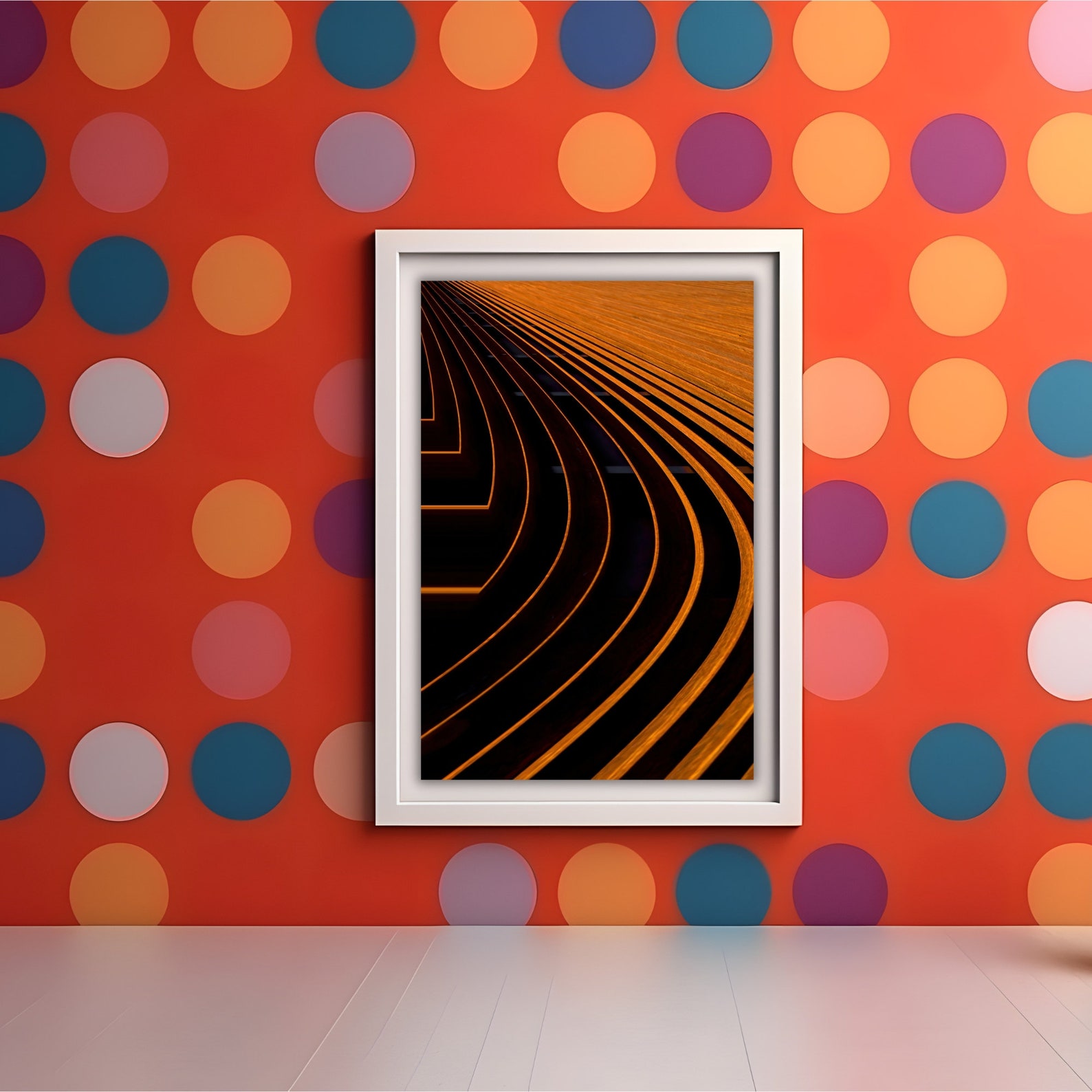 Lines Wall Art, Curved Lines, Geometrical, Black Orange, Art Lines ...