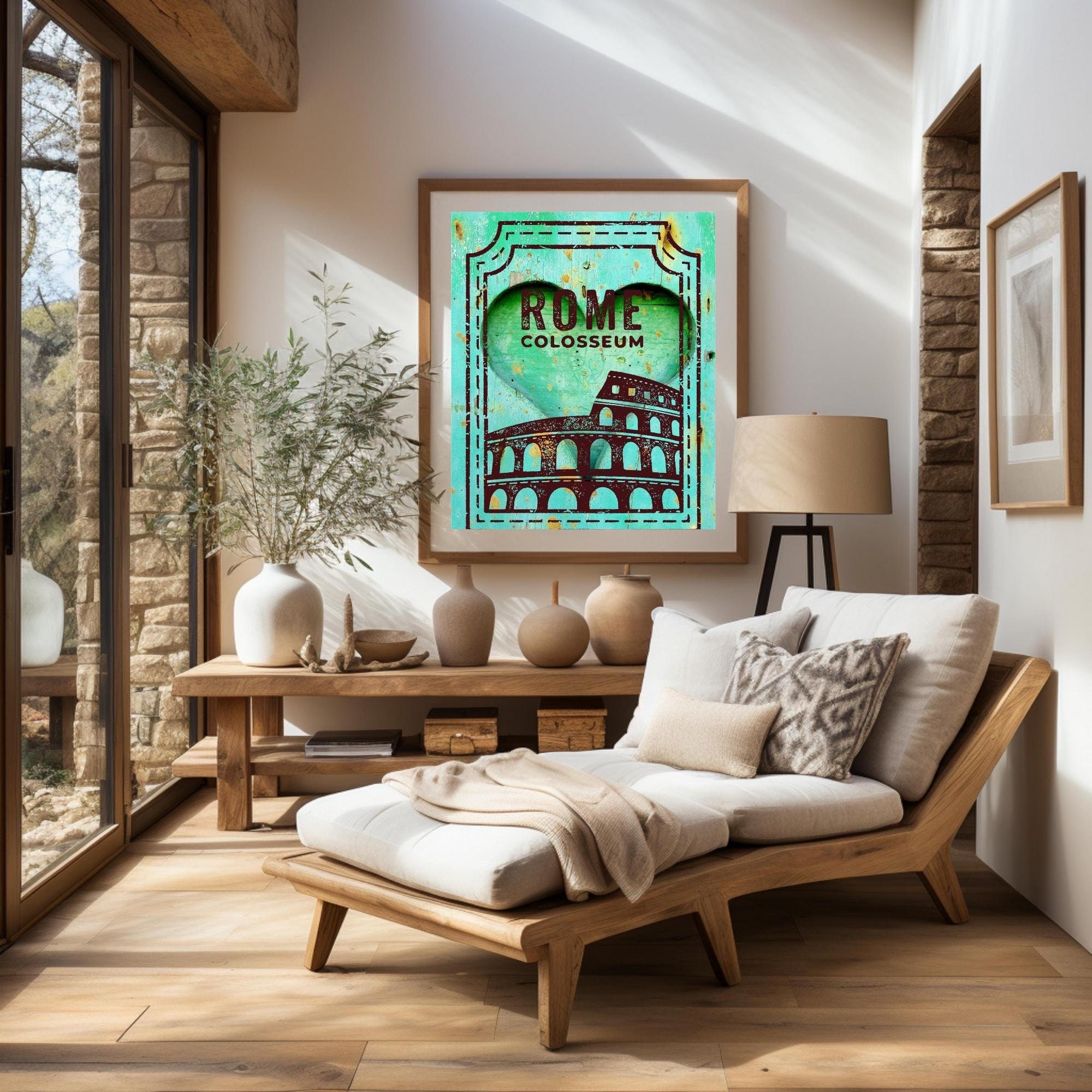 Colosseum, Rome Wall Art, Heart Shapes, Italy Wall Art, Turquoise Art ...
