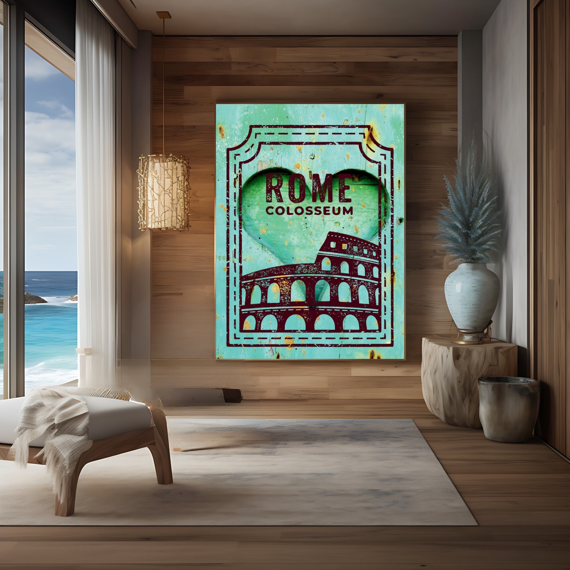 Colosseum, Rome Wall Art, Heart Shapes, Italy Wall Art, Turquoise Art ...