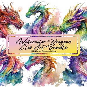 18 Watercolor Dragon Pngs - Instant Download, Fantasy Clip Art, Magic ...